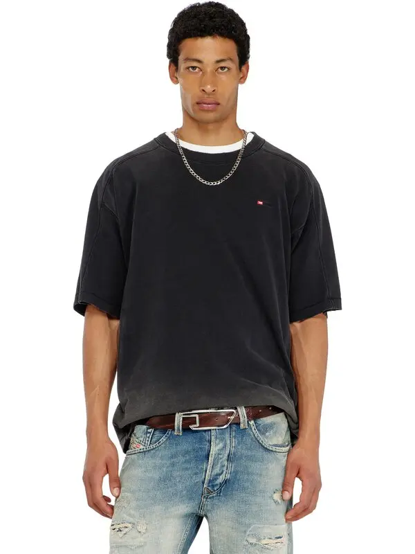 DIESEL® Cotton T-shirt With Degradé Effect - Black