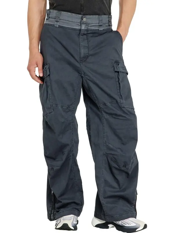 DIESEL® Cotton And Nylon Cargo Pants - Blue