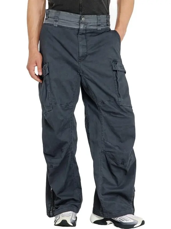 DIESEL® Cotton And Nylon Cargo Pants - Blue