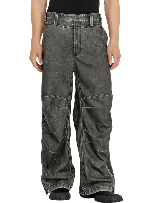 DIESEL® Distressed-effect Bonded Material Trousers - Grey