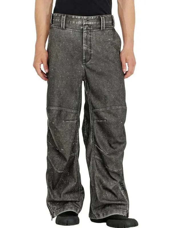 DIESEL® Distressed-effect Bonded Material Trousers - Grey