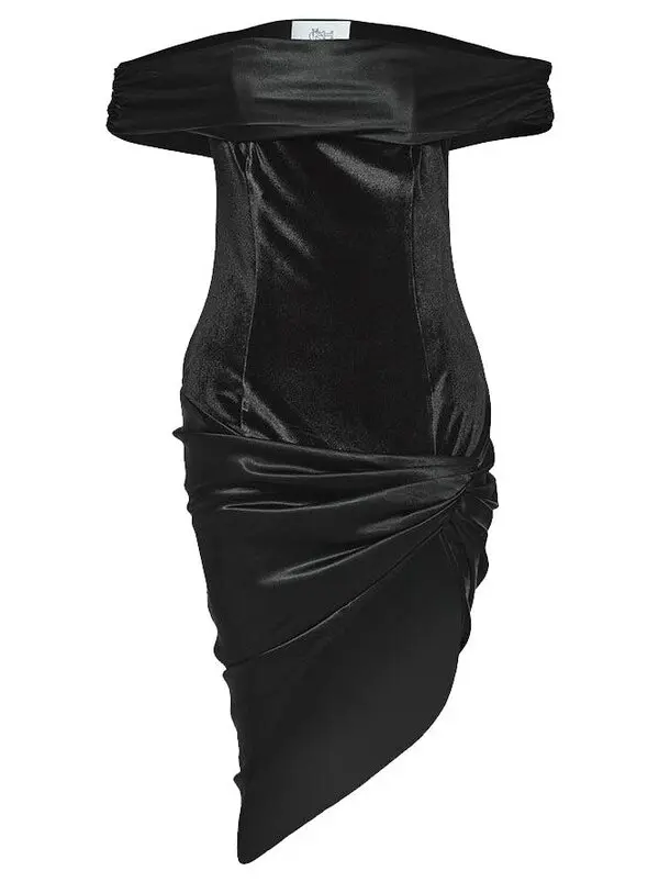 MAISON SEL Off-shoulder Velvet Mini Dress - Black