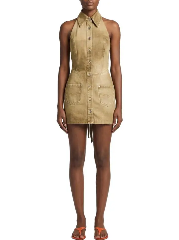 Blumarine Cotton Denim Mini Dress - Beige