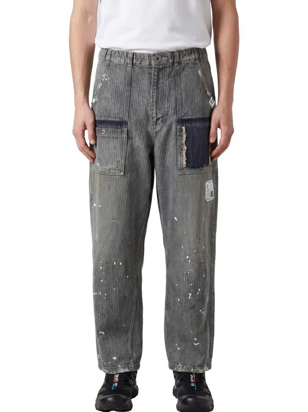 Mihara Yasuhiro Straight-leg Denim Jeans With Abstract Pattern - Blue