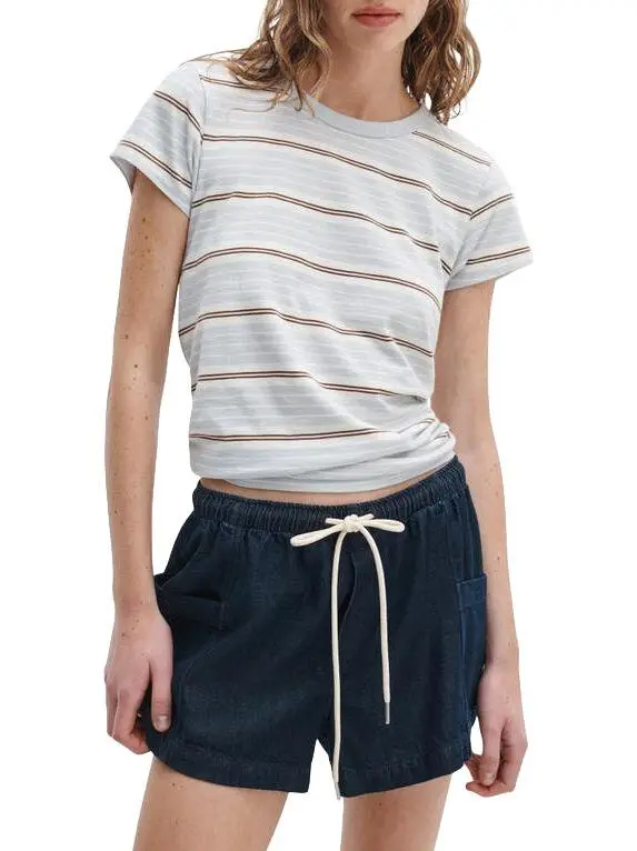 Rag & Bone Slub Stripe Cotton T-shirt - Light Blue Multi