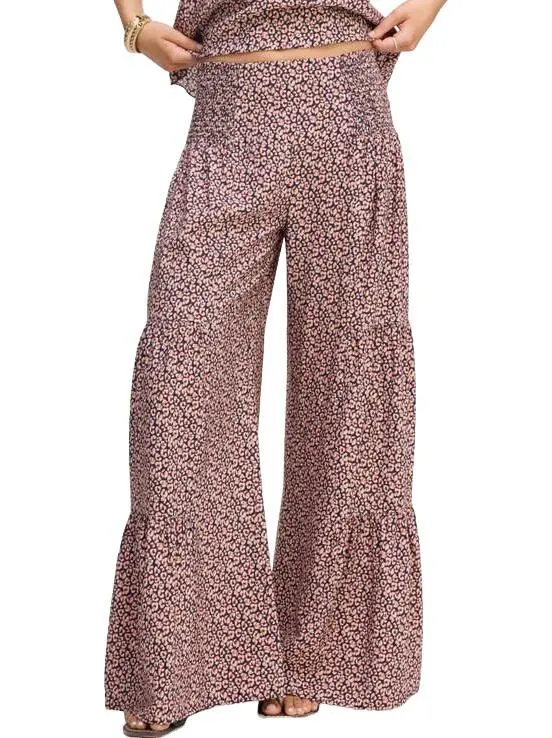 Sam Edelman Ruffled Hammered Satin Pants - Brushed Leopard