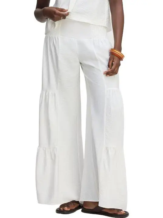 Sam Edelman Ruffled Hammered Satin Pants - Ecru