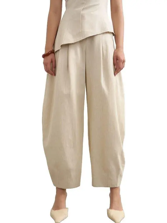 Topshop Pleated Barrel Pants - Stone