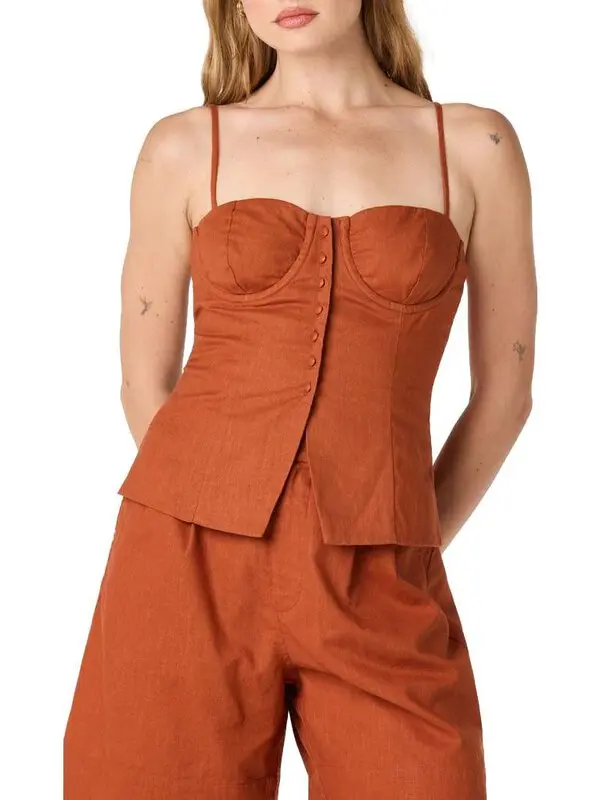 Astr The Label Koda Linen Blend Camisole - Rust