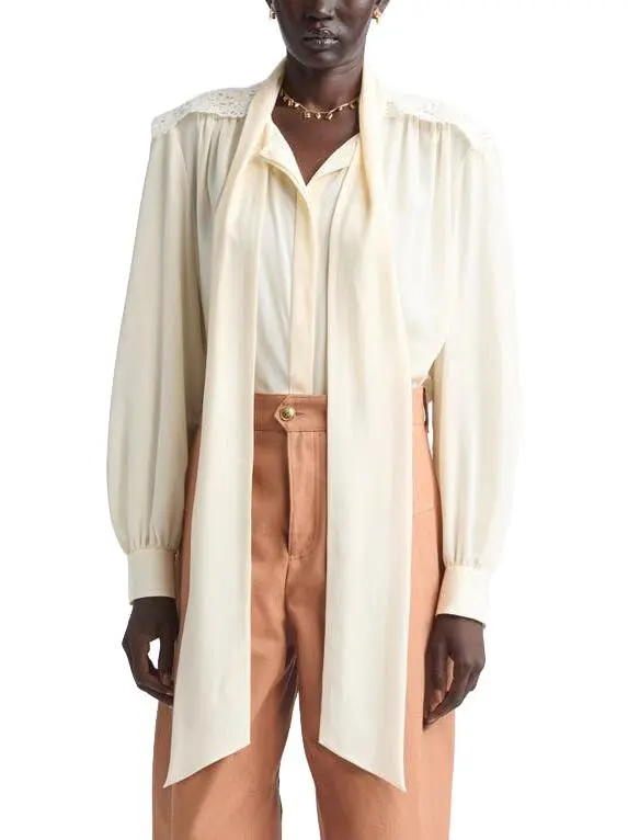 Chloé Pussy-bow Silk Crêpe De Chine Shirt - Pristine White