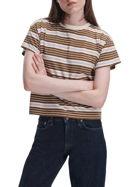 Rag & Bone Kelly Stripe Boxy T-shirt - Brown Multi