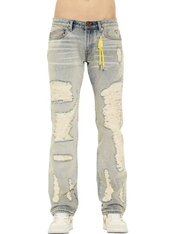 CULT OF INDIVIDUALITY Rebel Ripped Straight Leg Jeans - Iris