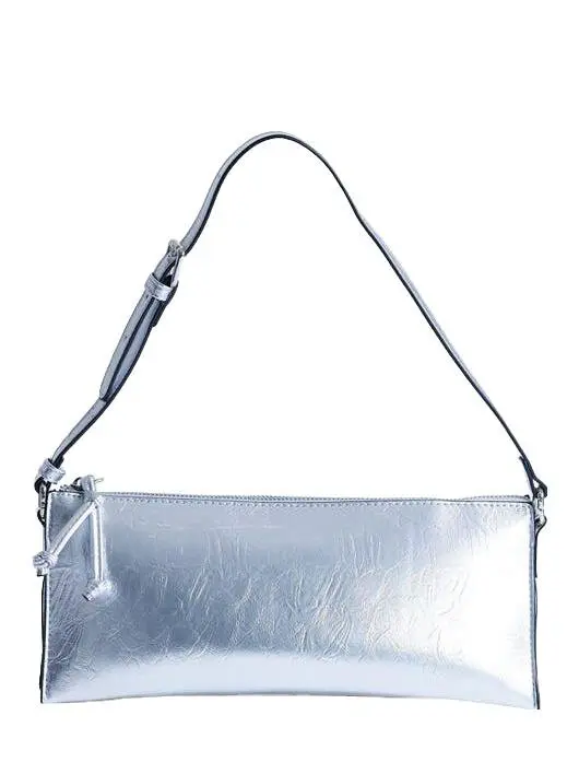 Topshop Simone Metallic Shoulder Bag - Silver