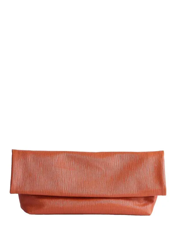 Topshop Textured Faux Leather Clutch - Orange