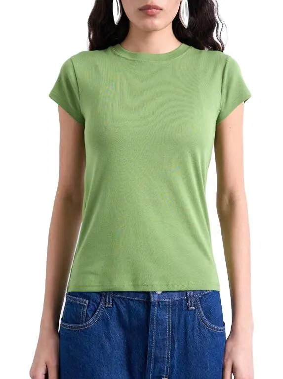 Topshop Slim Fit Cotton T-shirt With Short Sleeves - Light Green