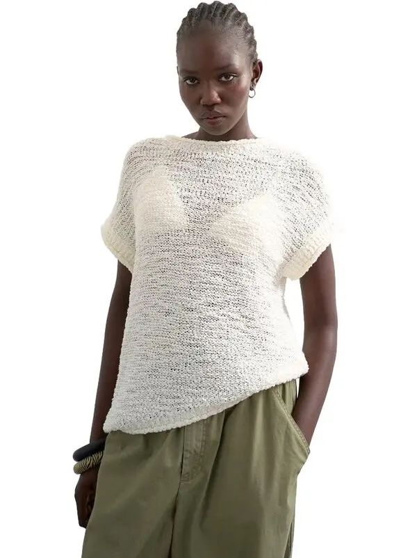 Topshop Open Stitch Knit Asymmetric Top - Ivory