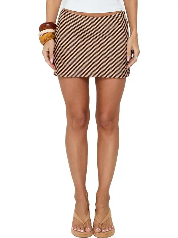 Princess Polly Diagonal Stripe Mini Skirt - Beige Multi