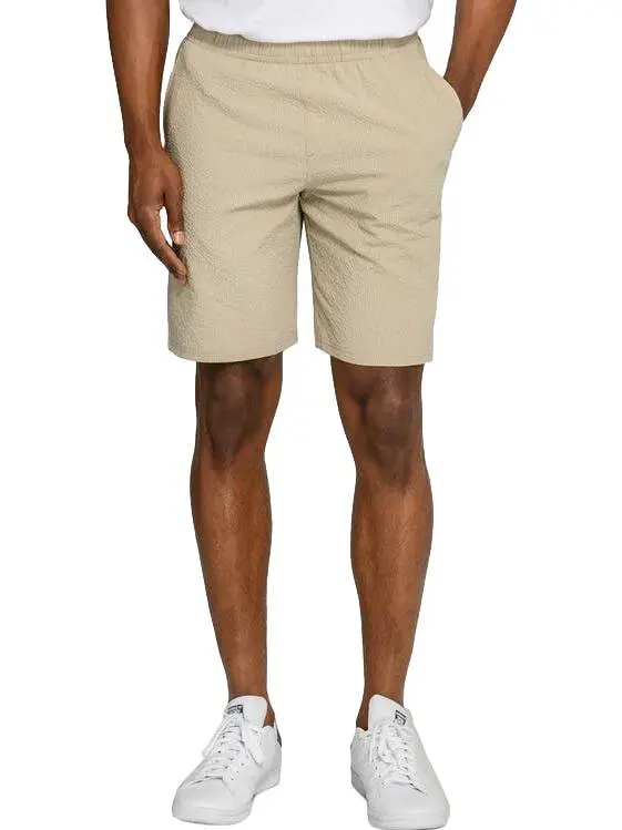 W.R.K Slim Fit Drawstring Seersucker Shorts - Tan