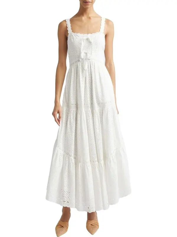 Ulla Johnson Constance Eyelet Sleeveless Maxi Dress - Pristine