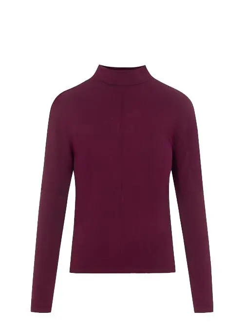 E.U.X. EXCLUSIVE Dolman Sleeve Turtleneck Thin Knit Sweater - Wine