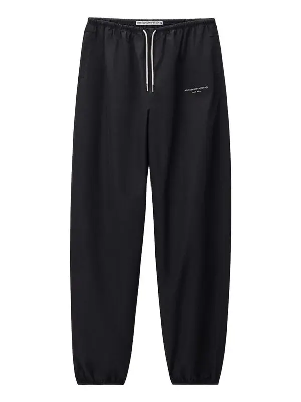 Alexander Wang Mid-rise Track Pants With Rhinestone Drawcords - Black