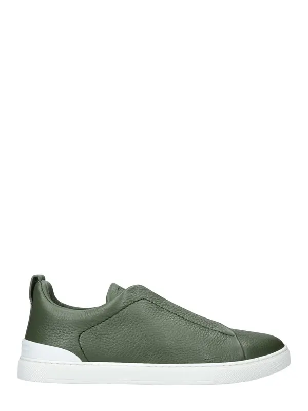 Zegna Leather Sneakers With Contrast Sole - Green