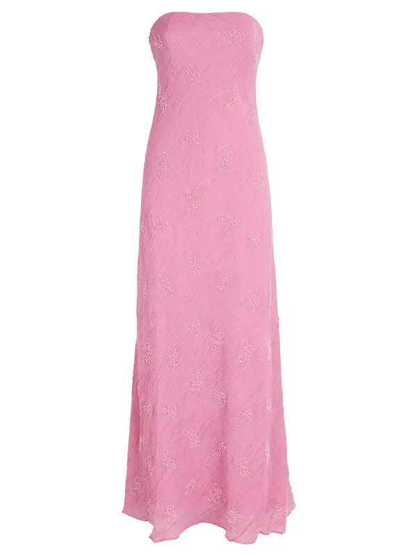 Staud Organza Beaded Cassie Maxi Dress - Pink