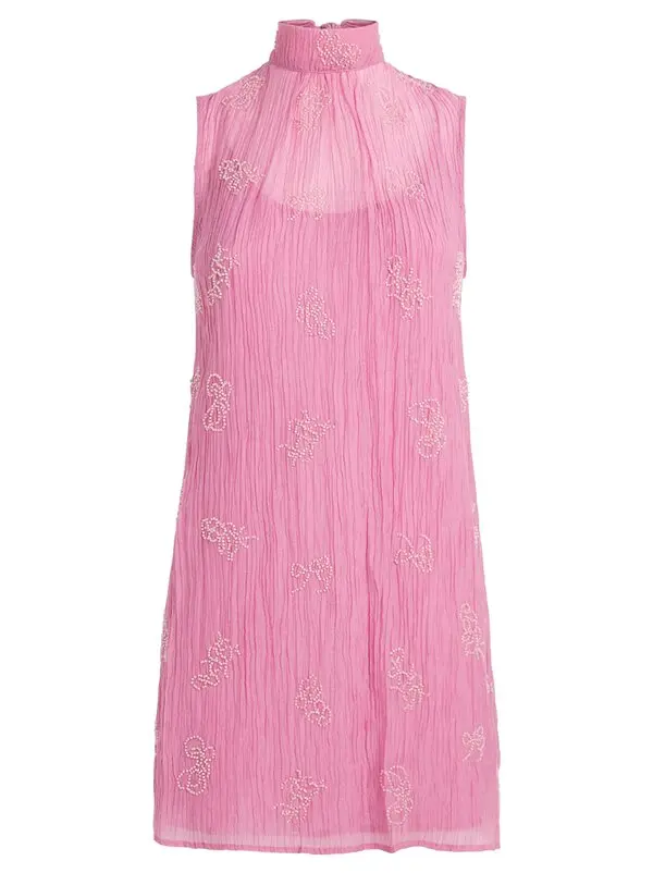 Staud Beaded Albee Mini Dress - Pink