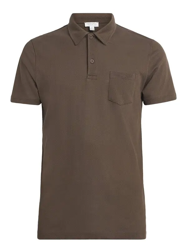 Sunspel Supima Cotton Riviera Polo Shirt - Brown