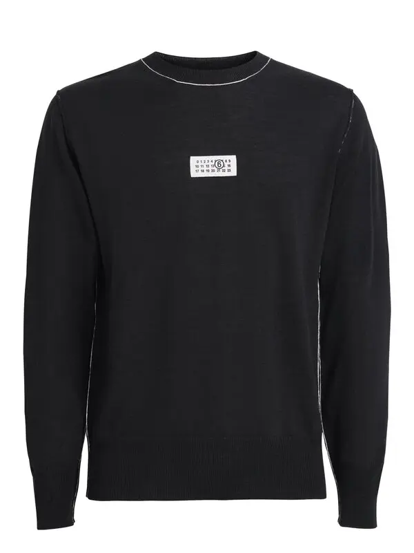 MAISON MARGIELA Virgin Wool-blend Numeric Tab Sweater - Black