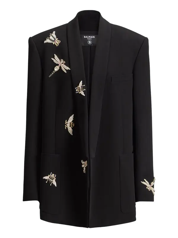 Balmain Embellished Insect Blazer - Black