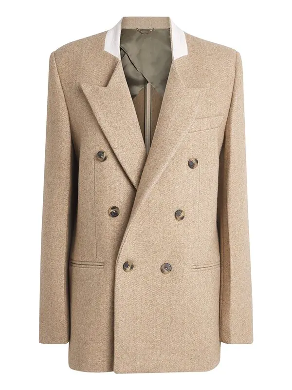 Victoria Beckham Wool-blend Double-breasted Jacket - Beige