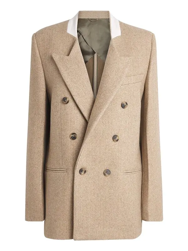 Victoria Beckham Wool-blend Double-breasted Jacket - Beige