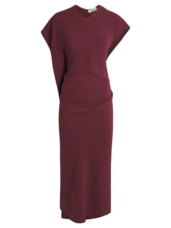 Victoria Beckham Satin Asymmetric Midi Dress - Red