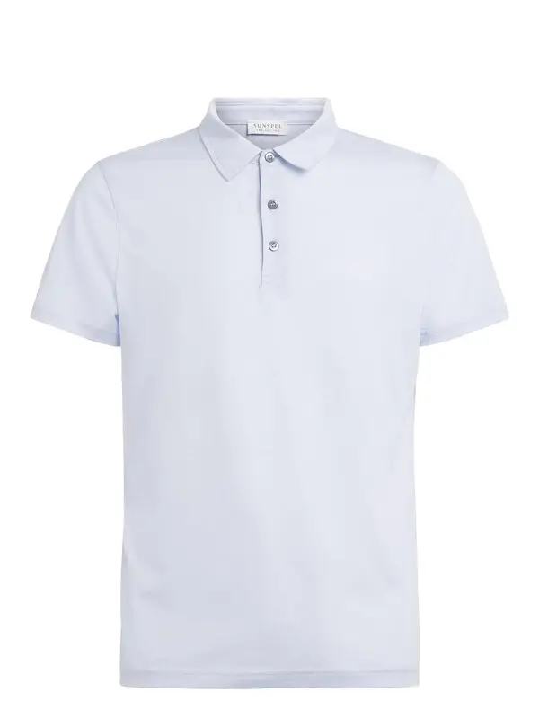 Sunspel Supima Cotton Polo Shirt - Blue