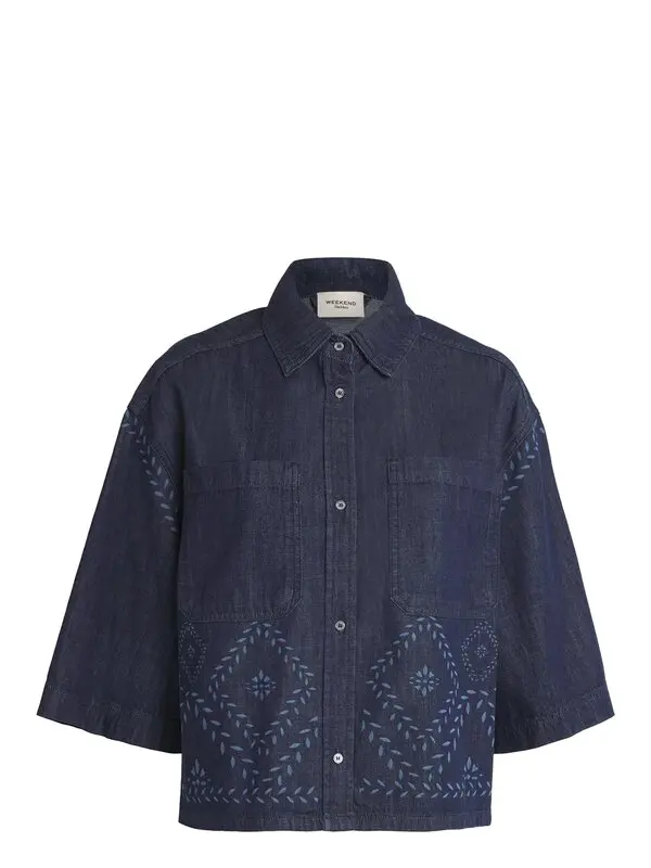 Max Mara Alare Cropped Denim Shirt - Navy