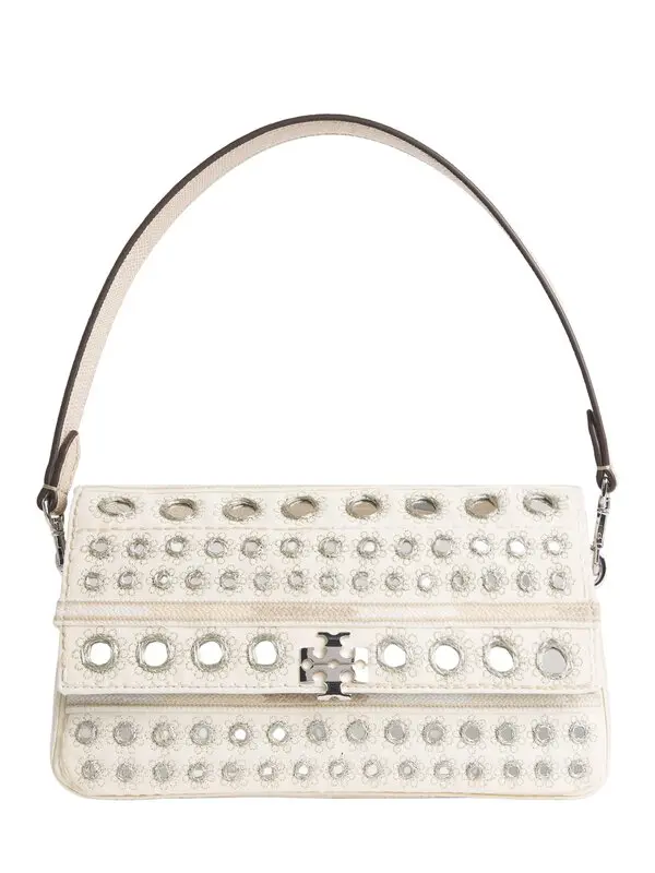 Tory Burch Small Embellished Charlie Shoulder Bag - Ivory