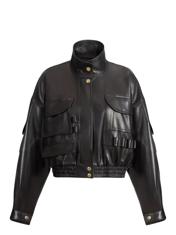 Balmain Lambskin Bomber Jacket - Black