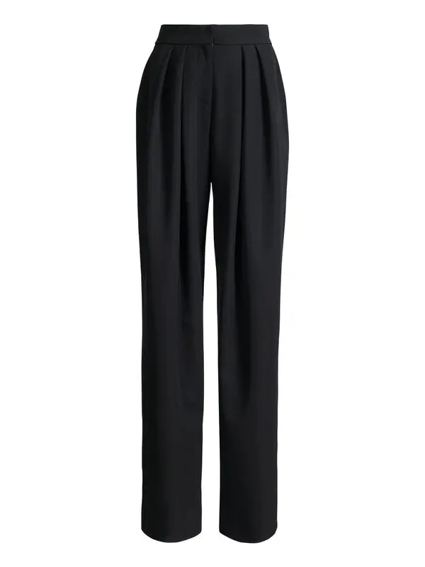 Balmain Virgin Wool Wide-leg Trousers - Black