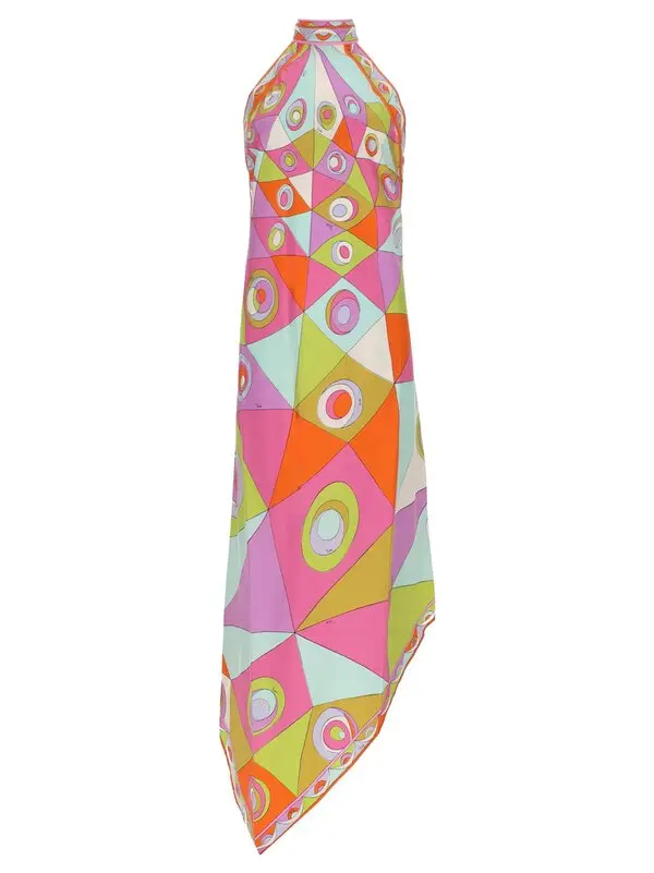 Emilio Pucci Abito In Twill Di Seta - Multicolour