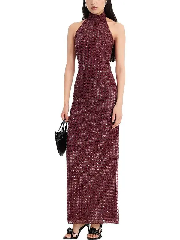 ROTATE BY BIRGER CHRISTENSEN Embellished Maxi Dress - Zinfandel
