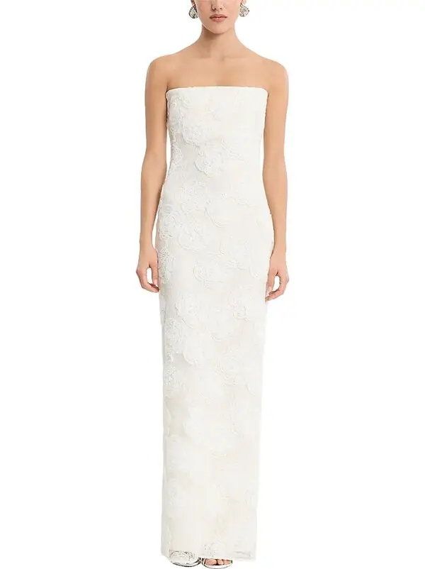 ROTATE BY BIRGER CHRISTENSEN Floral Lace Tube Dress - Egret