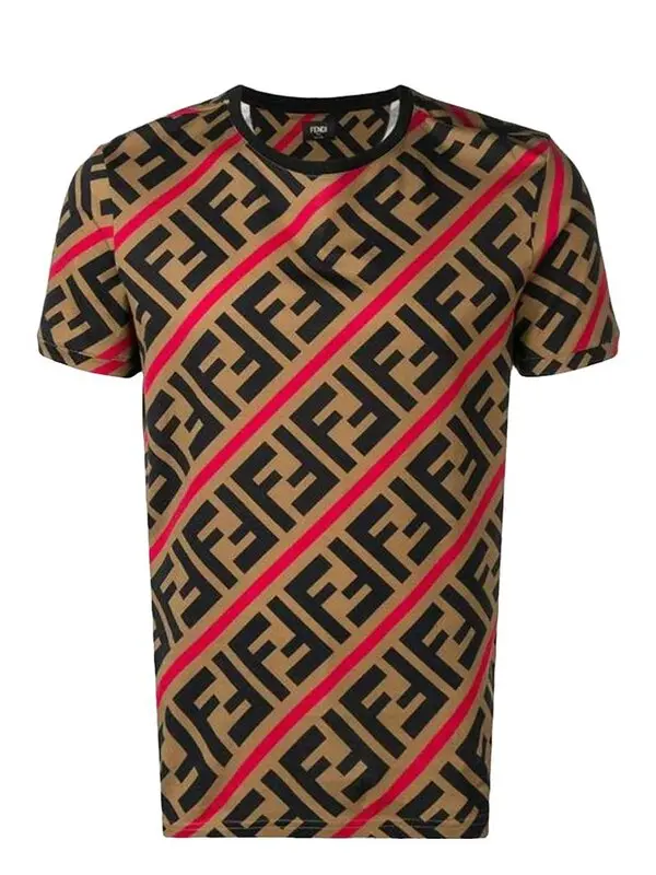 Fendi Ss21 Ff Pattern Printing Short Sleeve - Brown