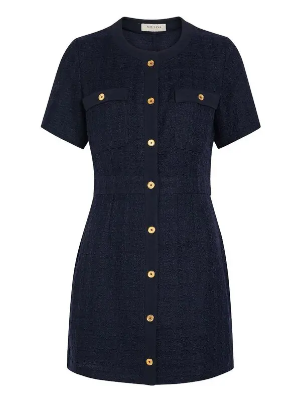 Giuliva Heritage The Vera Tailored Bouclé Mini Dress - Navy