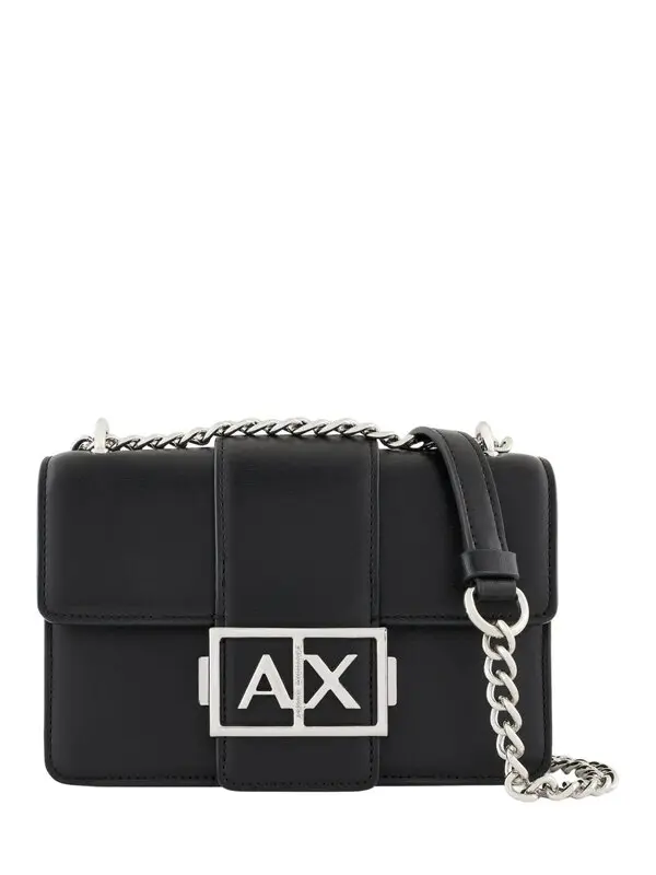 Armani Exchange Logo Plaque Crossbody Bag - Black