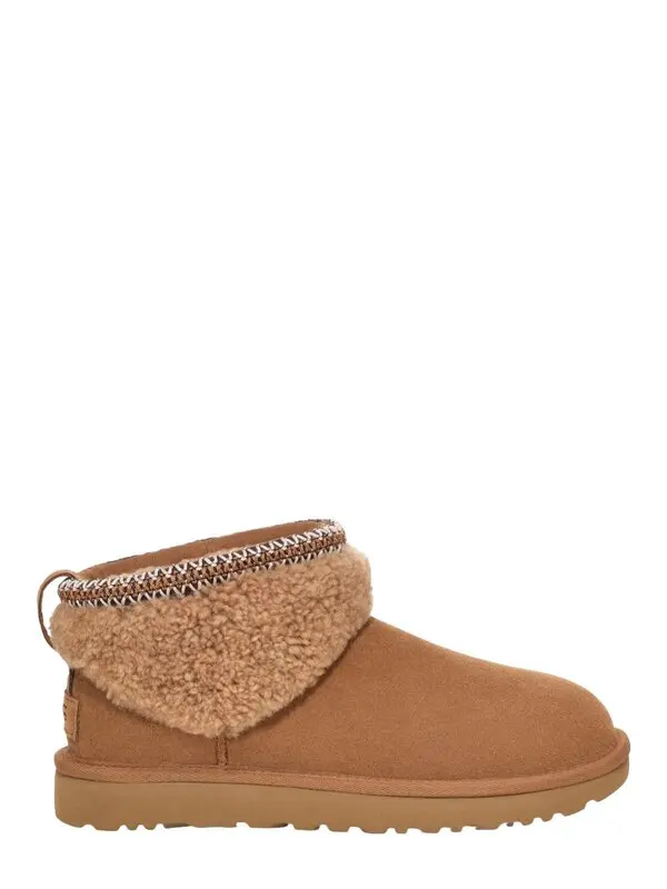 UGG Classic Ultra Mini Maxi Curly Ankle Boots - Maroon