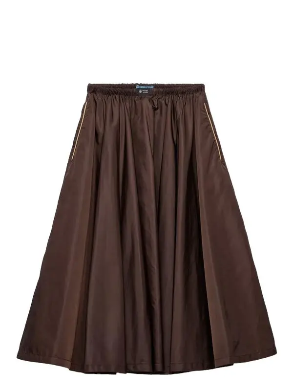 Prada Lightweight Gathered Re-nylon Skirt - Brown