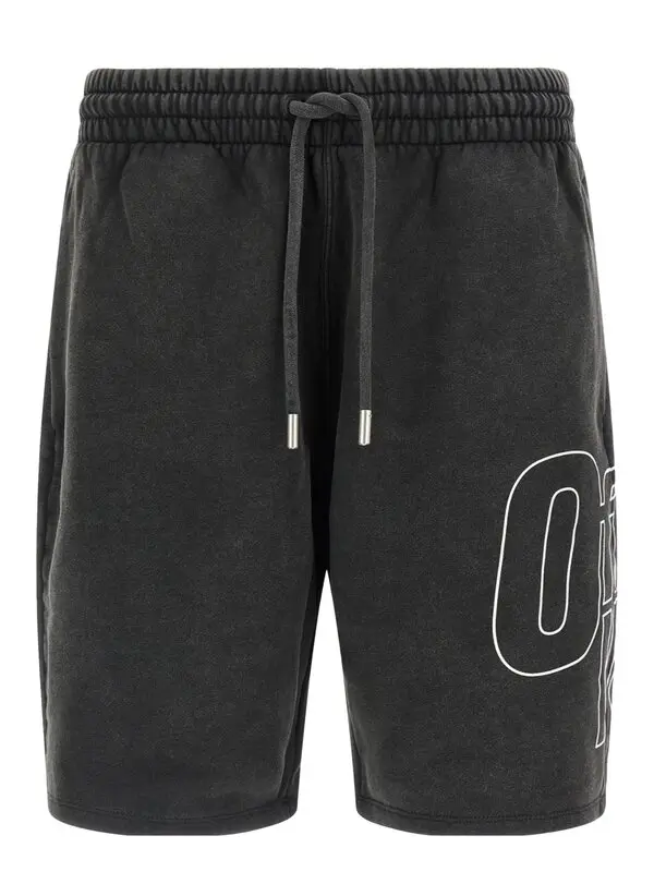 Off-White Logo Print Drawstring Shorts - Black