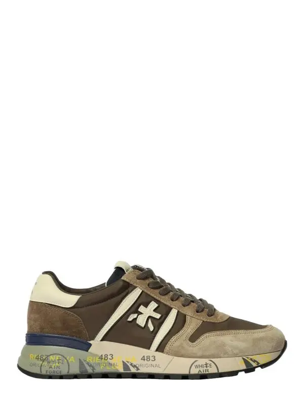 Premiata Lace-up Low-top Sneakers With Brand Logo - Nude