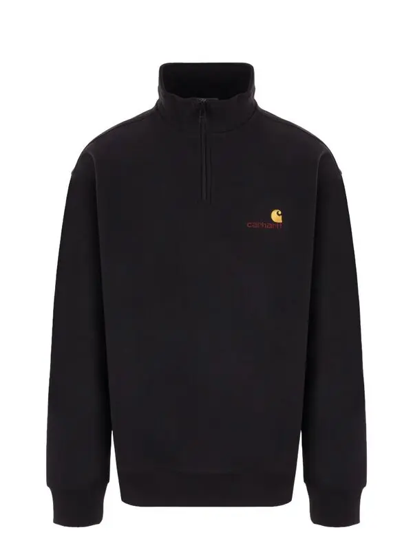 Carhartt Work In Progress Half Zip American Script Sweatshirt - Black